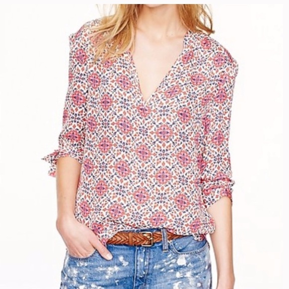 J. Crew | Tops | J Crew California Poppy Silk Blouse | Poshmark